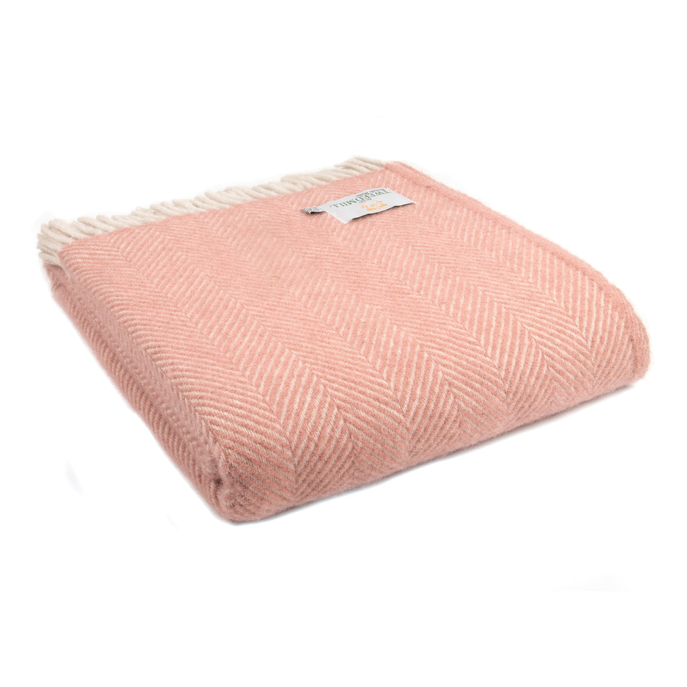 Dusky Pink & Pearl Herringbone Wool Throw – CASTLE WOOLS